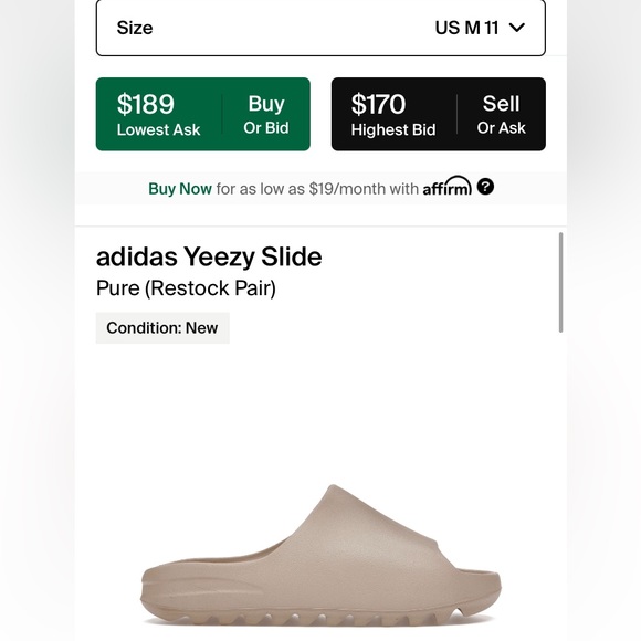 Yeezy | Shoes | Adidas Yeezy Slide Pure | Poshmark